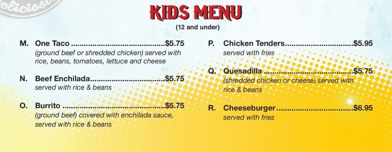 Kids Menu – El Paso Mexican Grill